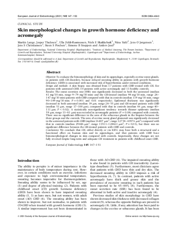 (PDF) Skin morphological changes in growth hormone deficiency and ...