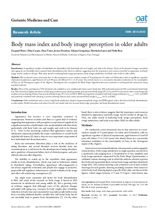 (PDF) Body mass index and body image perception in older adults