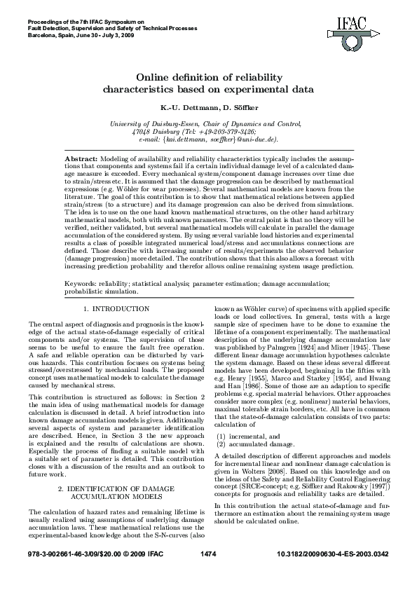 (PDF) Predicting Reliability Characteristics from Experimental Data