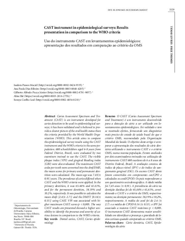 (PDF) CAST instrument in epidemiological surveys: Results presentation ...