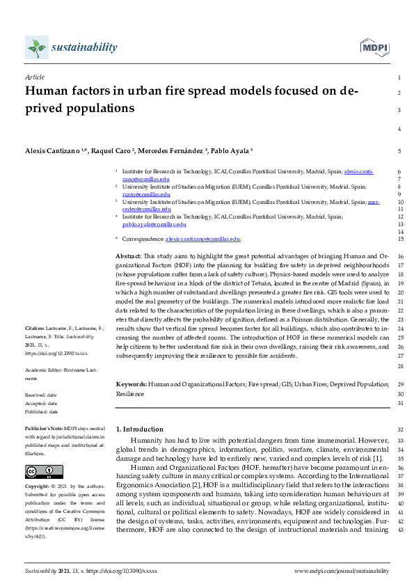 (PDF) Human Factors in the Model of Urban Fire Spread in Madrid (Spain ...