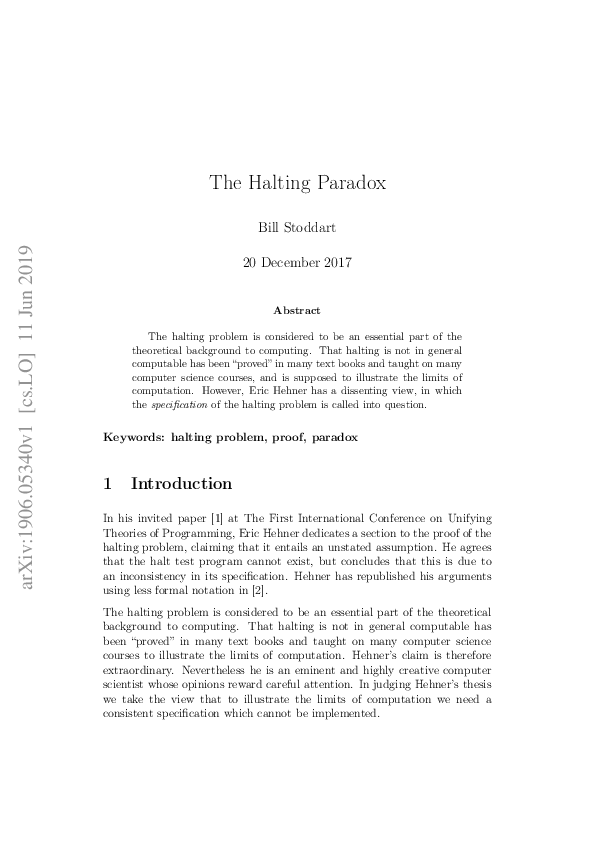 (PDF) The Halting Paradox