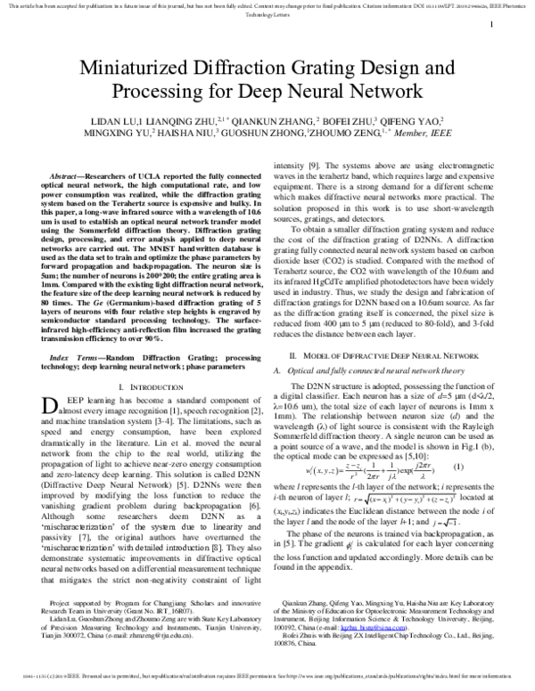 (PDF) Miniaturized Diffraction Grating Design and Processing for Deep Neural Network
