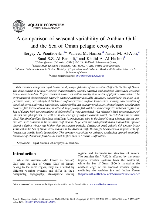 (PDF) A comparison of seasonal variability of Arabian Gulf and the Sea ...