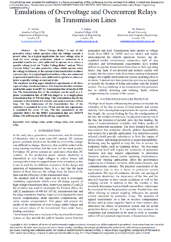 (PDF) Emulations of Overvoltage and Overcurrent Relays In Transmission ...
