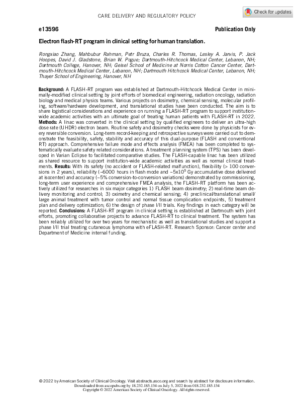 (PDF) Electron flash-RT program in clinical setting for human translation