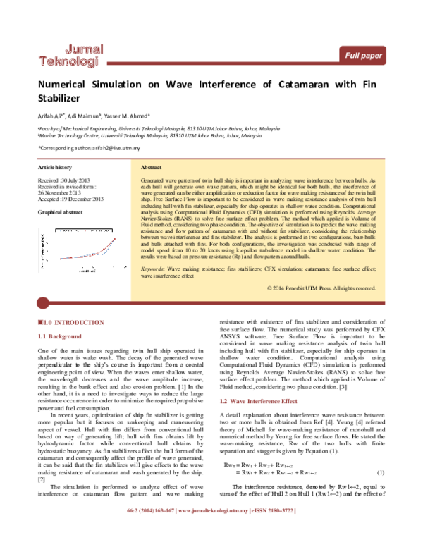 (PDF) Numerical Simulation on Wave Interference of Catamaran with Fin ...