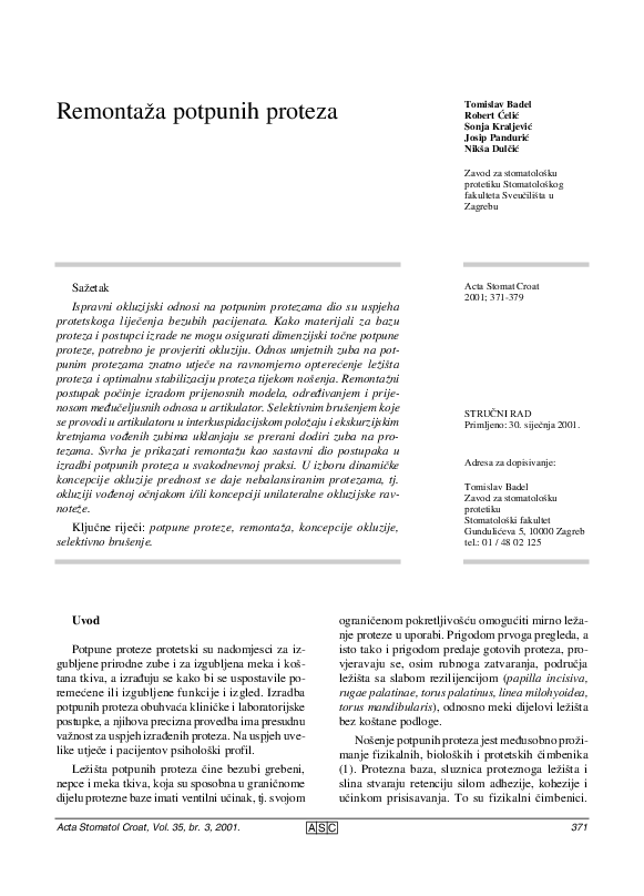 (PDF) Complete Denture Remounting