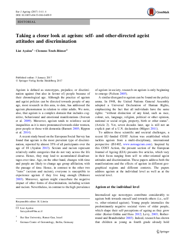 (PDF) Taking a closer look at ageism: self- and other-directed ageist ...