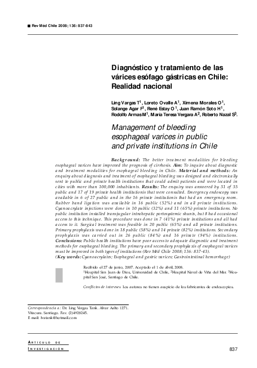 (PDF) Diagnóstico y tratamiento de las várices esófago gástricas en ...