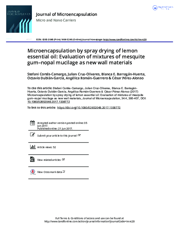 (PDF) Microencapsulation by spray drying of lemon essential oil ...