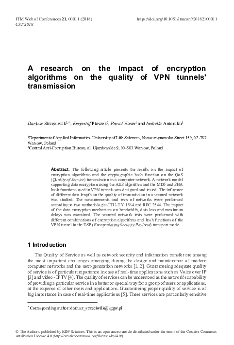 (PDF) A research on the impact of encryption algorithms on the quality ...