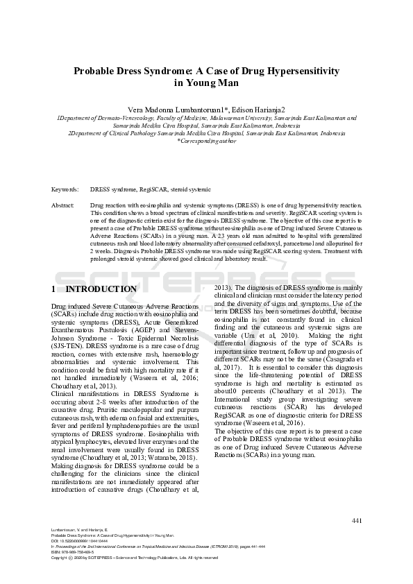(PDF) Probable Dress Syndrome: A Case of Drug Hypersensitivity in Young Man