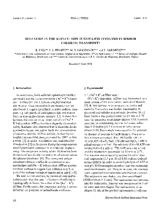 (PDF) Sulfatide in the kidney: how is this lipid involved in sodium ...
