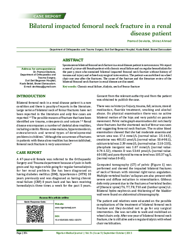 (PDF) Bilateral impacted femoral neck fracture in a renal disease patient