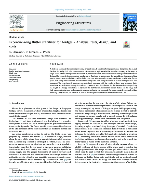 (PDF) Eccentric-wing Flutter Stabilizer for Bridges
