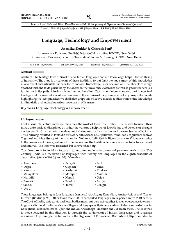 (PDF) Language, Technology and Empowerment