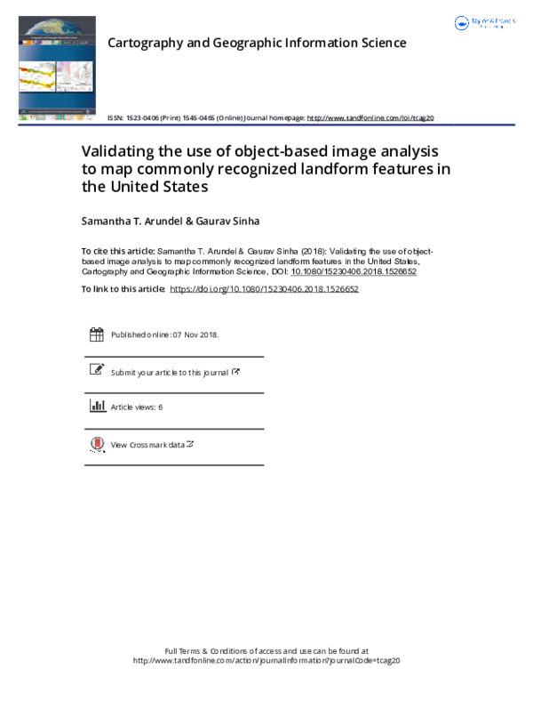 Pdf Validating The Use Of Object Based Image Analysis To Map Commonly Recognized Landform