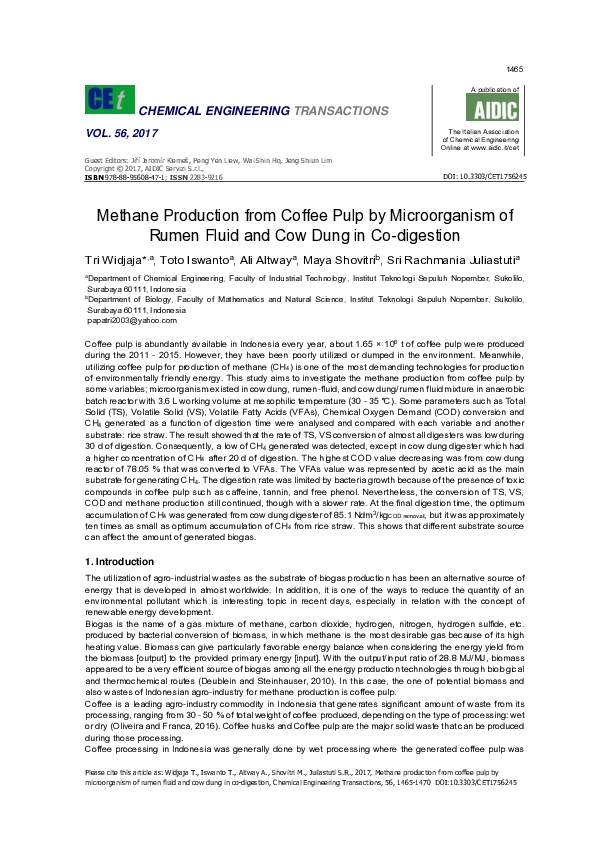 (PDF) Methane Production from Coffee Pulp by Microorganism of Rumen ...