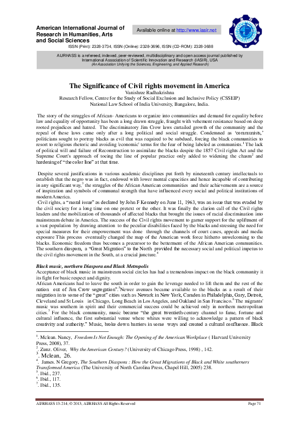 (PDF) The Significance of Civil rights movement in America