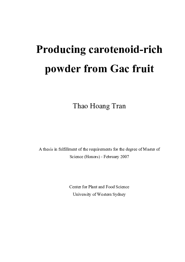 (PDF) Producing Carotenoid-rich Powder from Gac Fruit