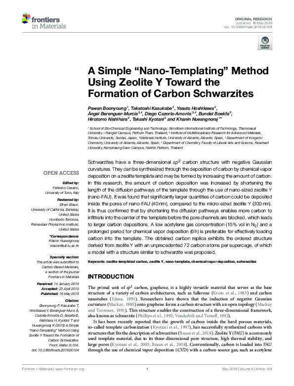 (PDF) A Simple “Nano-Templating” Method Using Zeolite Y Toward the ...