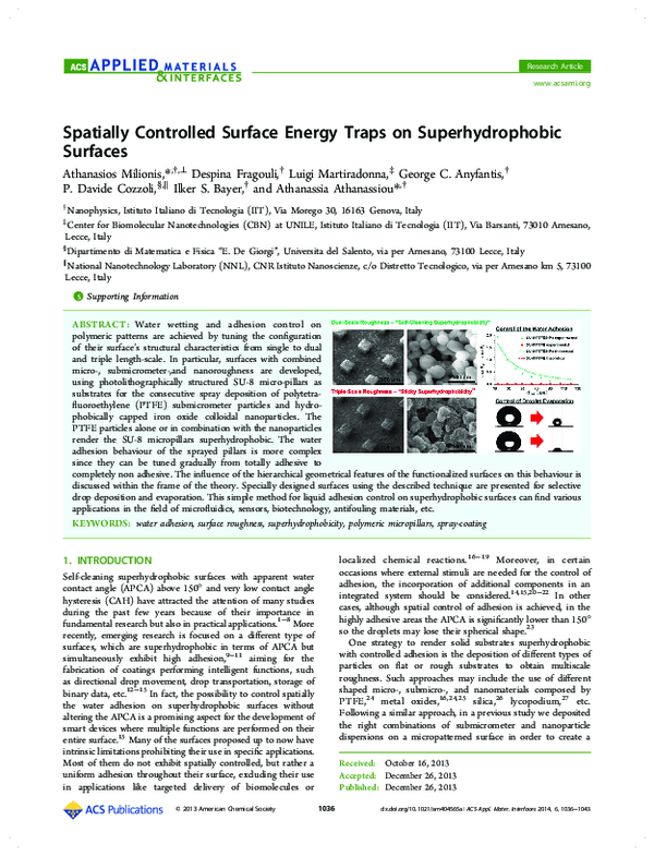 (PDF) Spatially Controlled Surface Energy Traps on Superhydrophobic ...