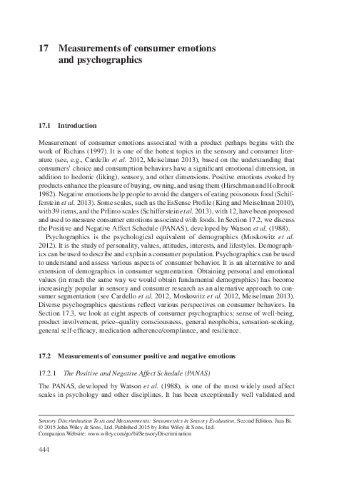 (PDF) Measurements of consumer emotions and psychographics