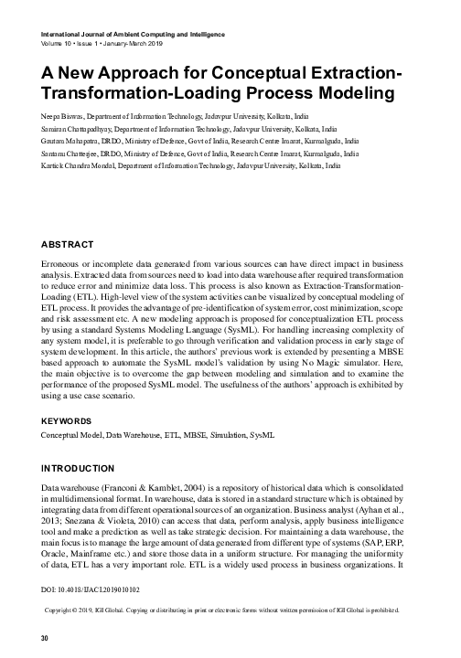 Pdf A New Approach For Conceptual Extraction Transformation Loading Process Modeling