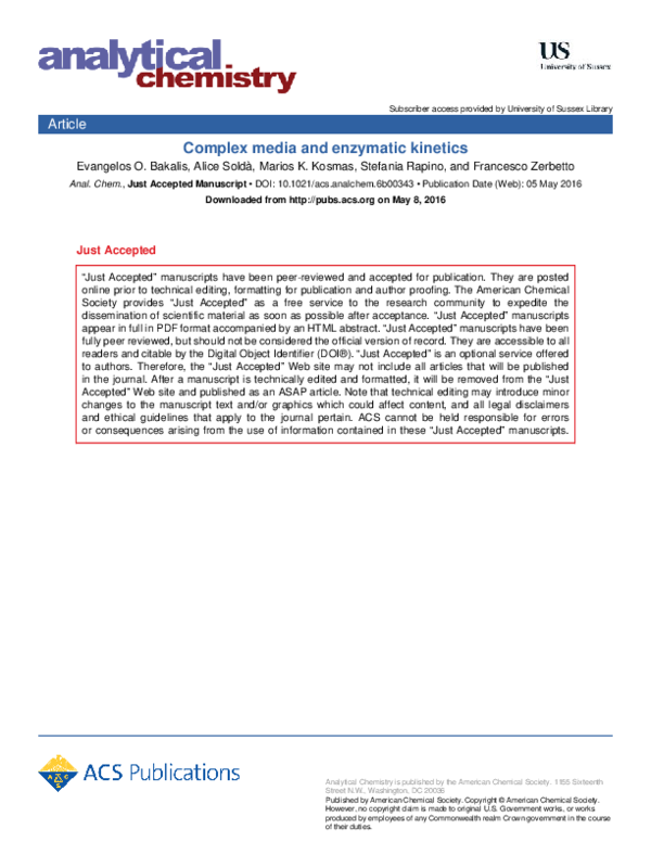 (PDF) Complex Media and Enzymatic Kinetics