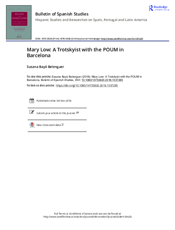 (PDF) Mary Low: A Trotskyist with the POUM in Barcelona
