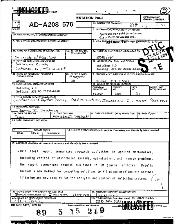 (PDF) Control and System Theory, Optimization, Inverse and Ill-Posed ...