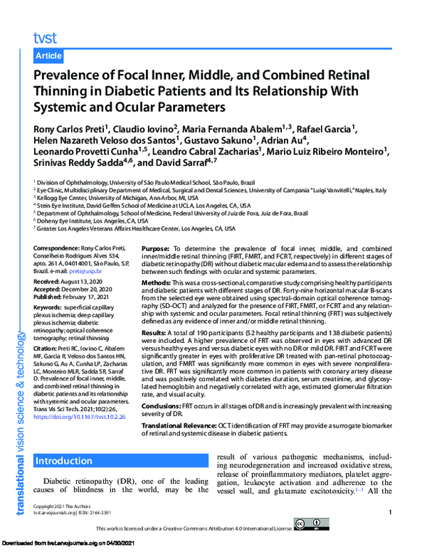 (PDF) Prevalence of Focal Inner, Middle, and Combined Retinal Thinning ...