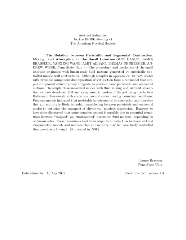 (PDF) The Relation between Peristaltic and Segmental Contraction ...