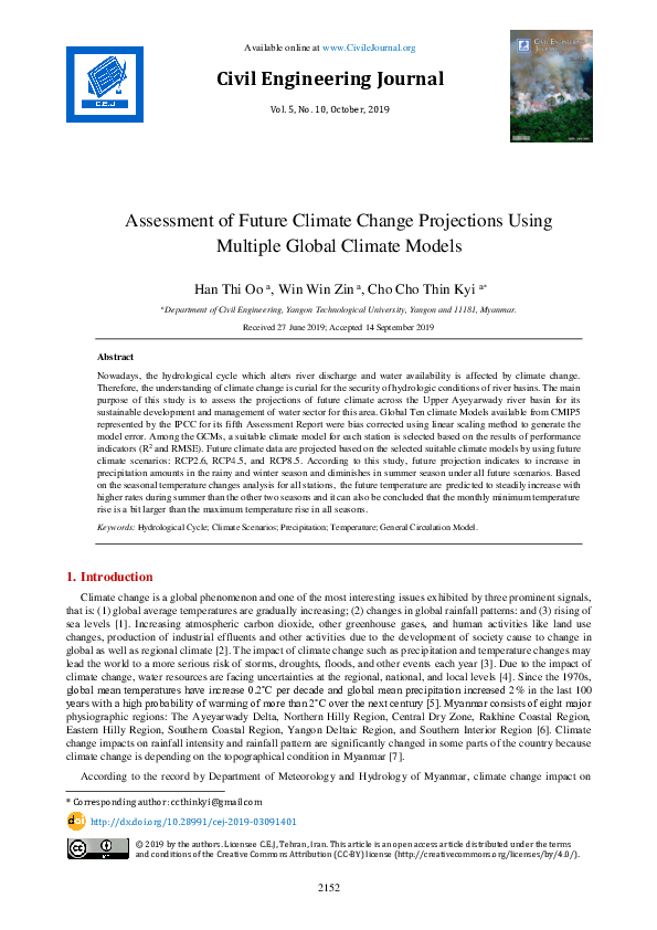 (PDF) Assessment of Future Climate Change Projections Using Multiple ...