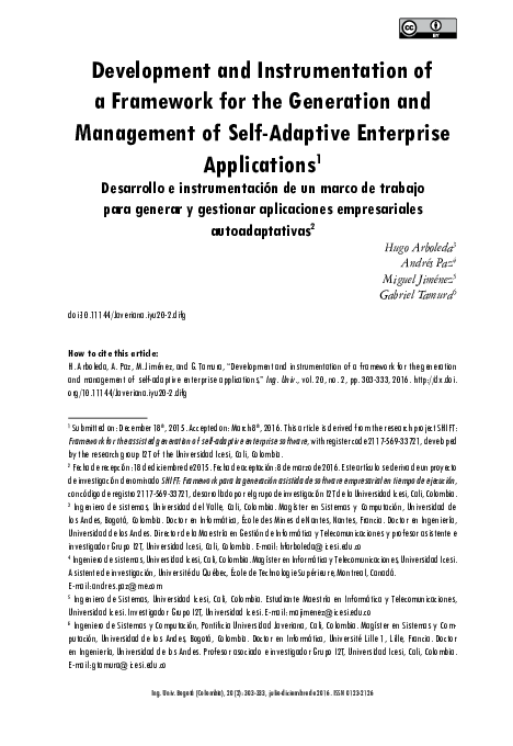 (PDF) Development and Instrumentation of a Framework for the Generation and Management of Self ...