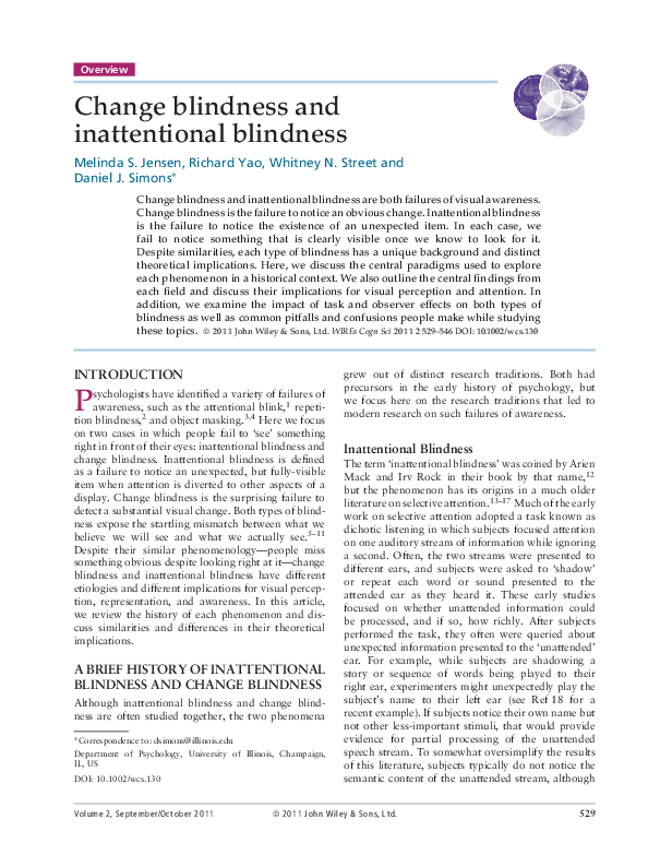 (PDF) Change blindness and inattentional blindness
