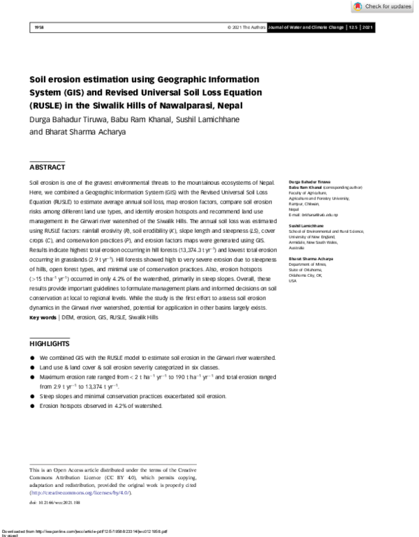 (PDF) Soil erosion estimation using Geographic Information System (GIS ...