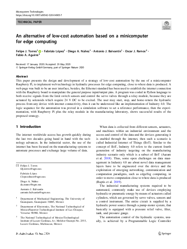 (PDF) An alternative of low-cost automation based on a minicomputer for edge computing