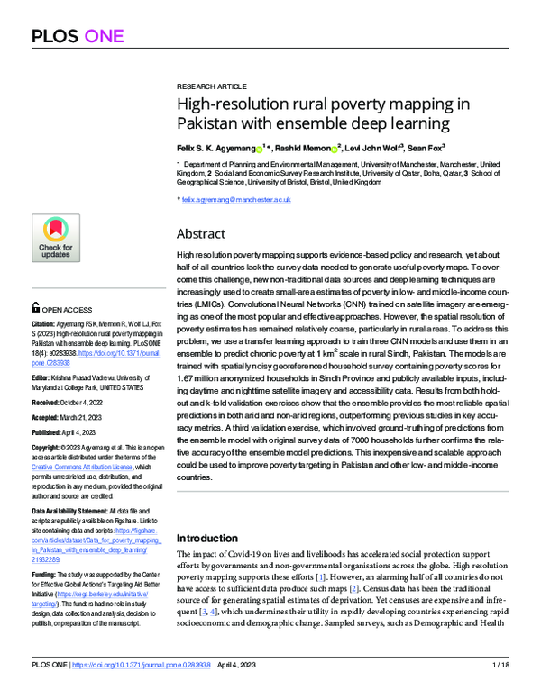 (PDF) High-resolution rural poverty mapping in Pakistan with ensemble deep learning