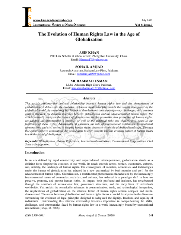 (PDF) The Evolution of Human Rights Law in the Age of Globalization
