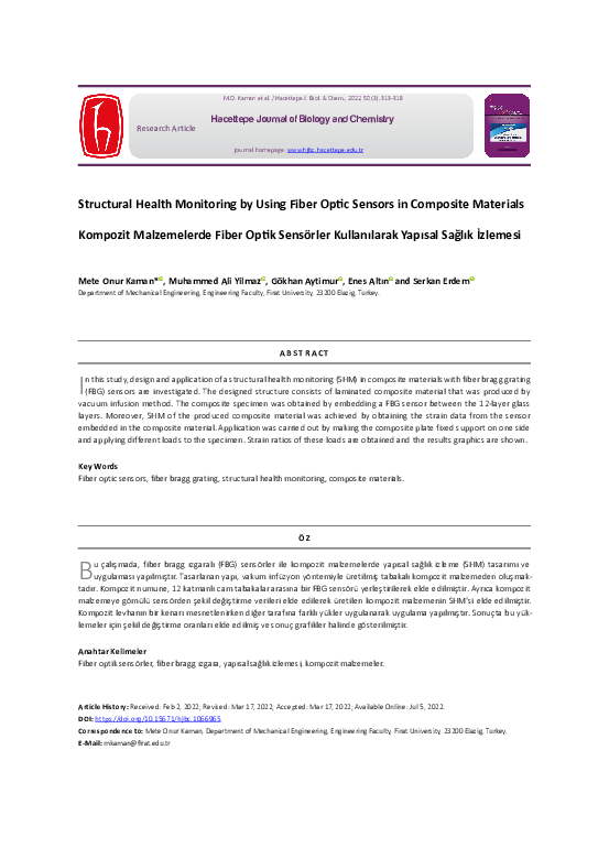 Pdf Structural Health Monitoring By Using Fiber Optic Sensors In Composite Materials