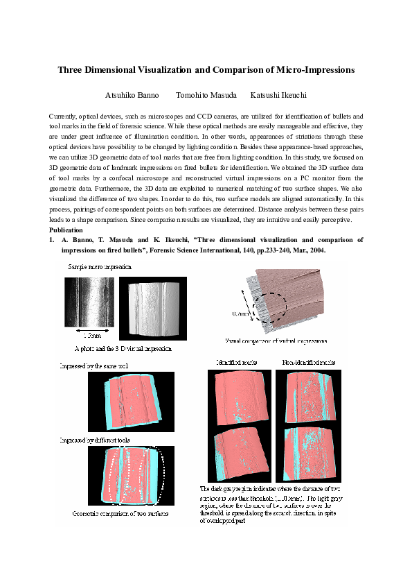 (PDF) Three dimensional visualization and comparison of impressions on fired bullets