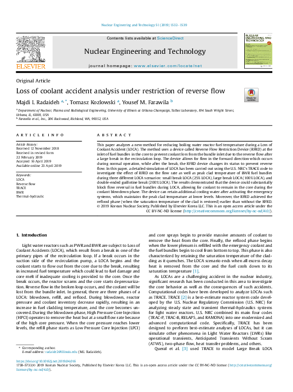 (PDF) Loss of coolant accident analysis under restriction of reverse ...