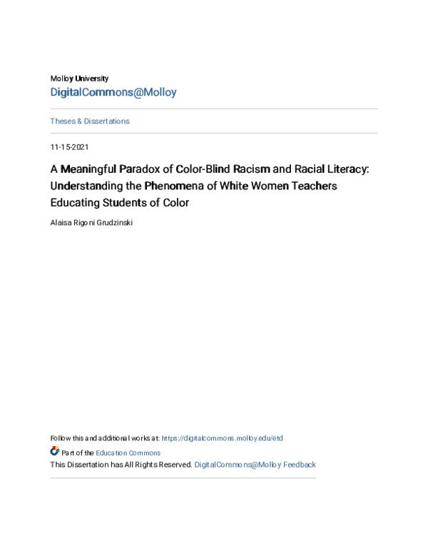 (PDF) A Meaningful Paradox of Color-Blind Racism and Racial Literacy ...