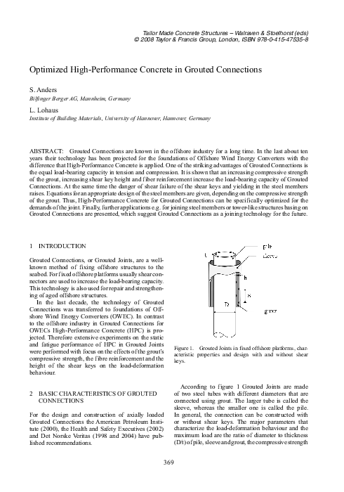 (PDF) Optimized High-Performance Concrete in Grouted Connections