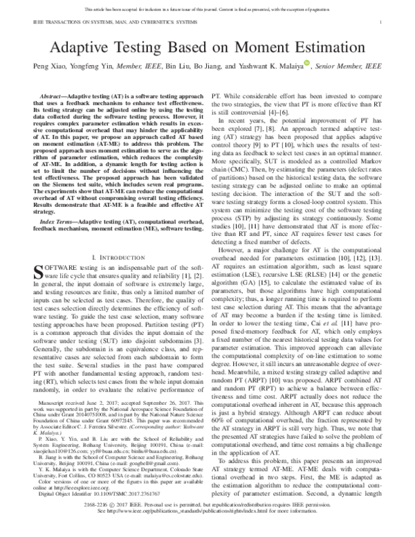 (PDF) Adaptive Testing Based on Moment Estimation