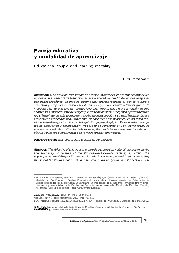 (PDF) Pareja educativa y modalidad de aprendizaje