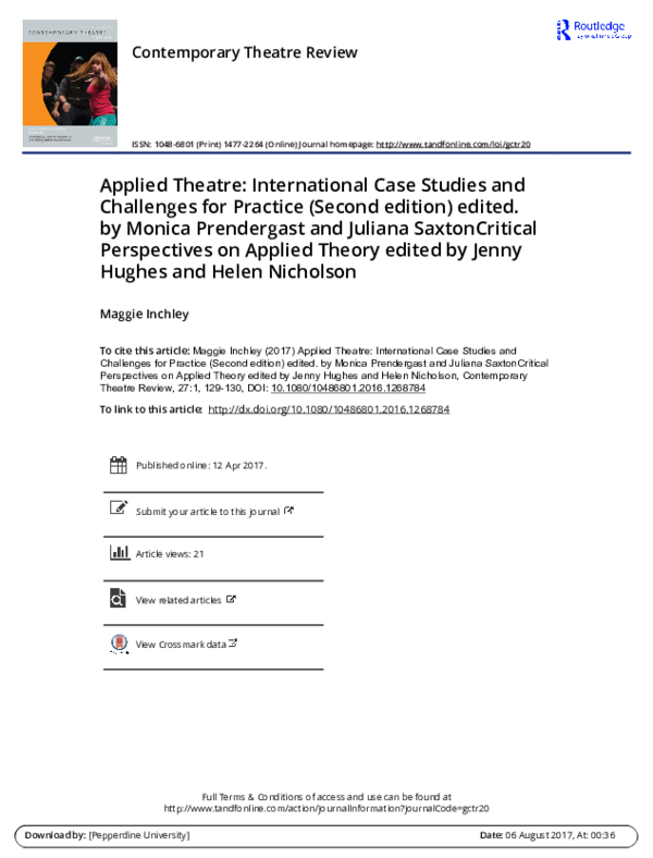 (PDF) Applied theatre : international case studies and challenges for ...