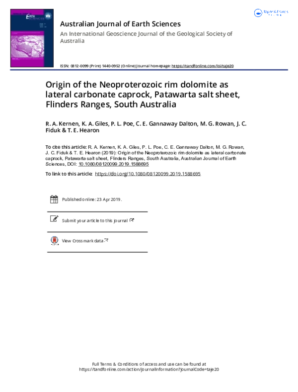 (PDF) Origin of the Neoproterozoic rim dolomite as lateral carbonate ...